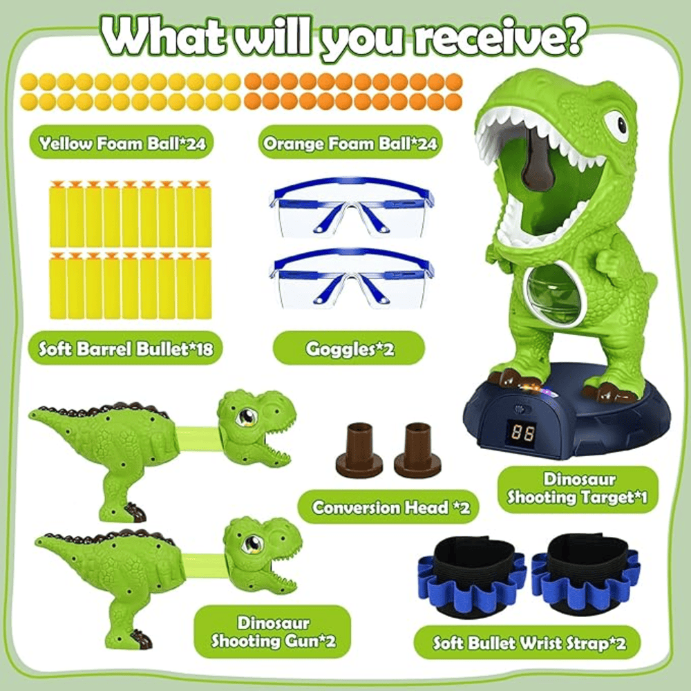 Toy. Dinosaur Shooting Toy, Shooting Toy Children, with 2 Dinosaur Air ...